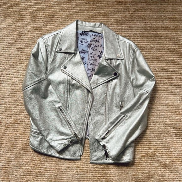 Jackets & Coats | Silver Metallic Biker Jacket | Poshmark